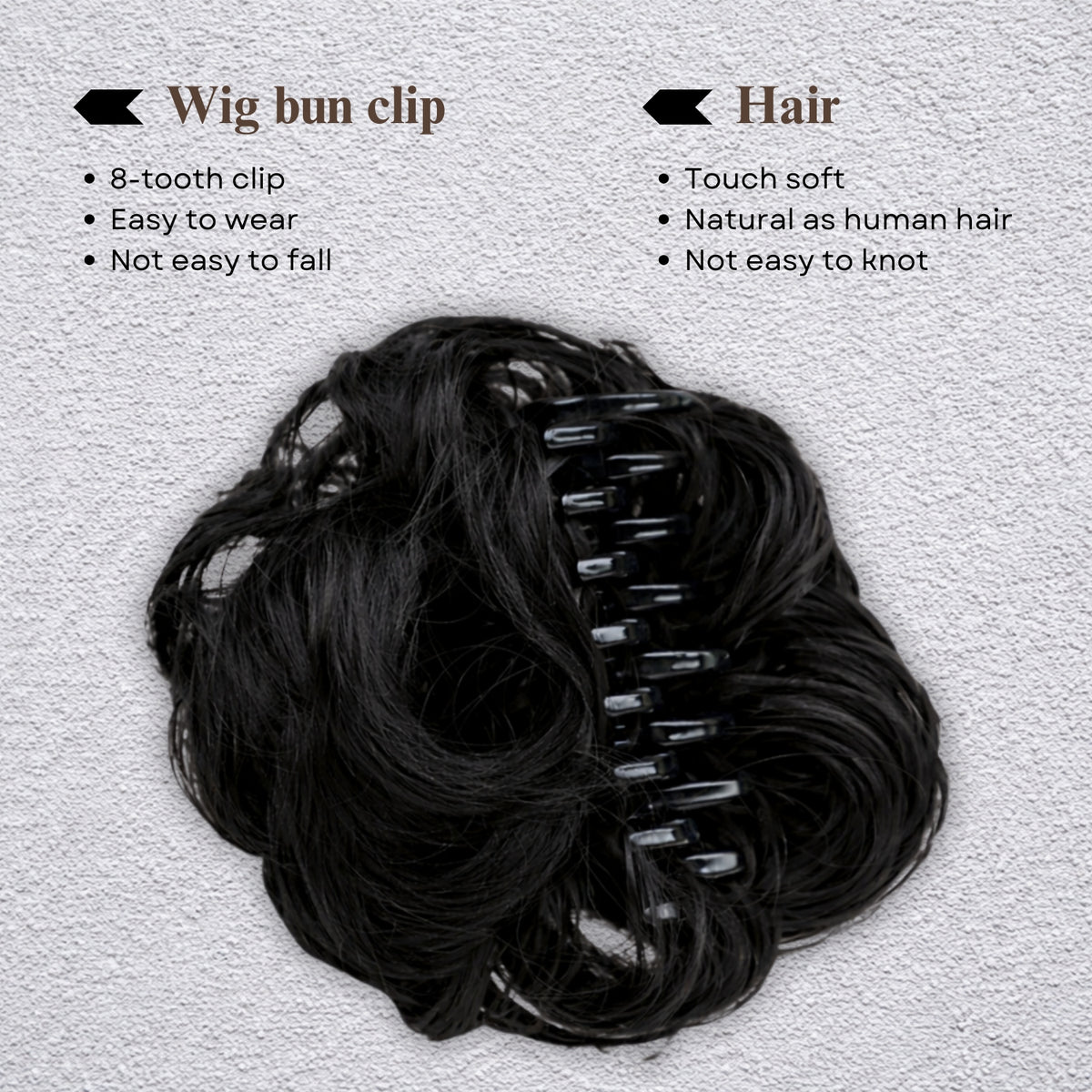 Ktein Wig Bun Clip with 8 Tooth Claw Natural Look Hair Bun Extension ...